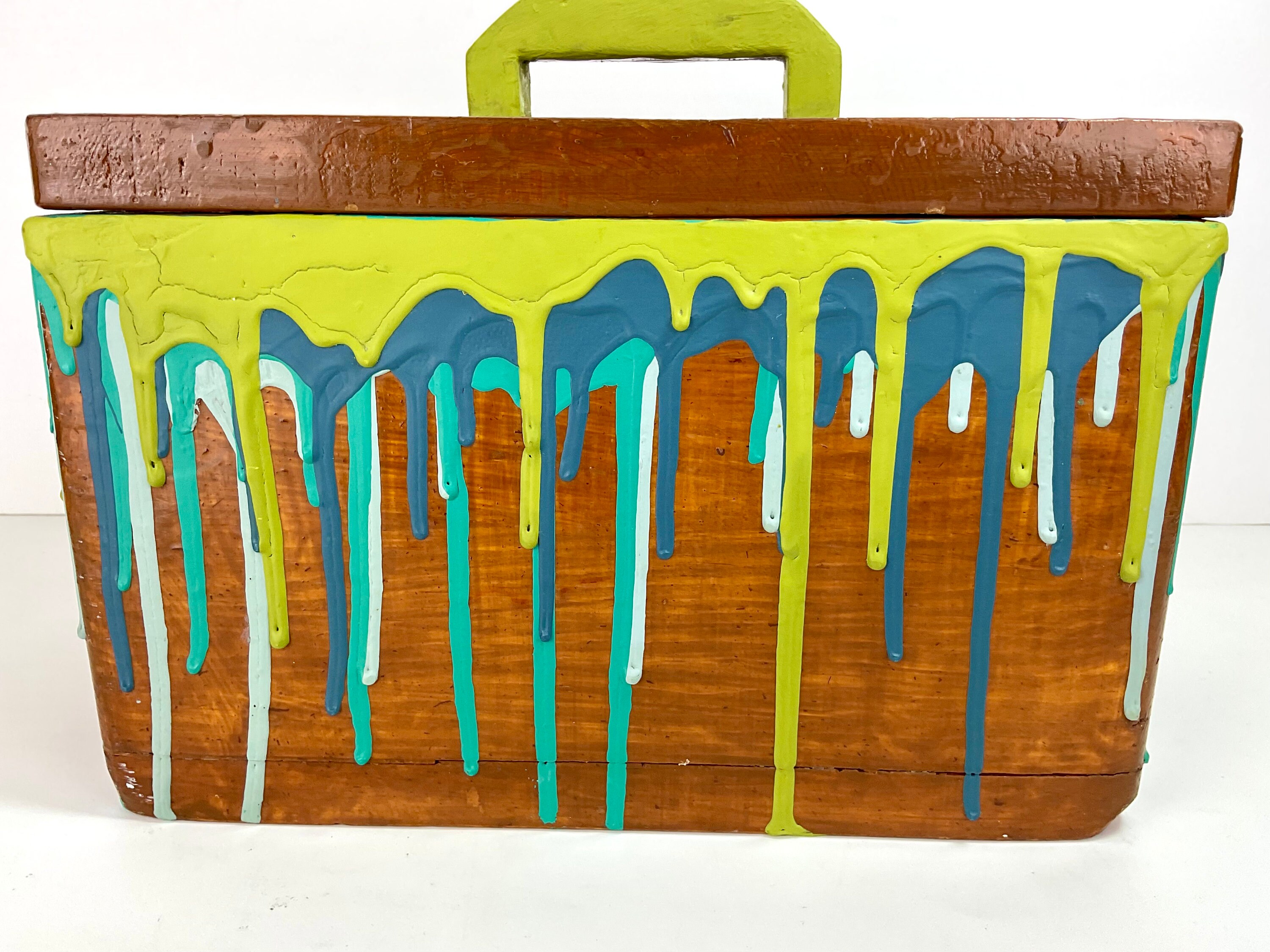Drippy Paint Box, Colorful Keepsake Box, Rustic Wood Trinket Container ...