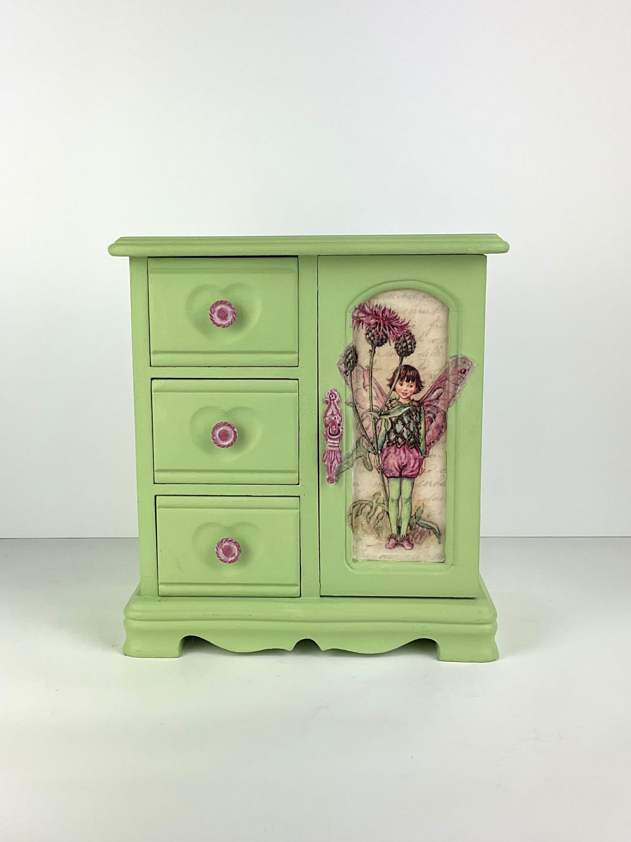 Girls Upcycled Vintage Jewelry Box, Hand Painted Wood Jewelry Box ...