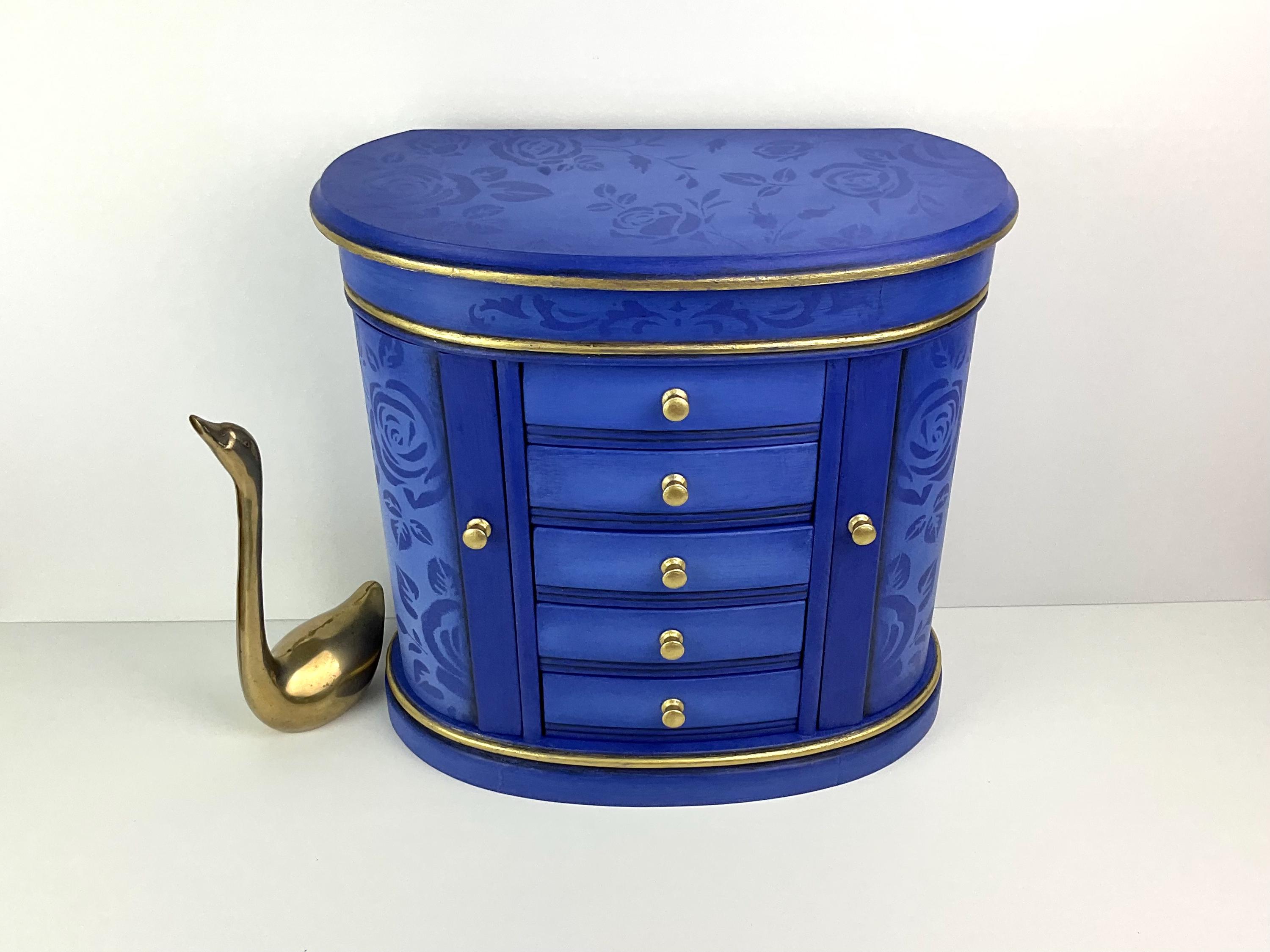 Hand Painted Blue Roses Jewelry Box: Shabby Chic Armoire - Etsy