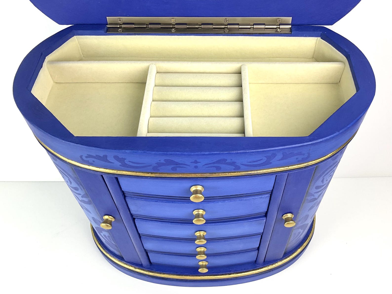 Hand Painted Blue Roses Jewelry Box: Shabby Chic Armoire - Etsy