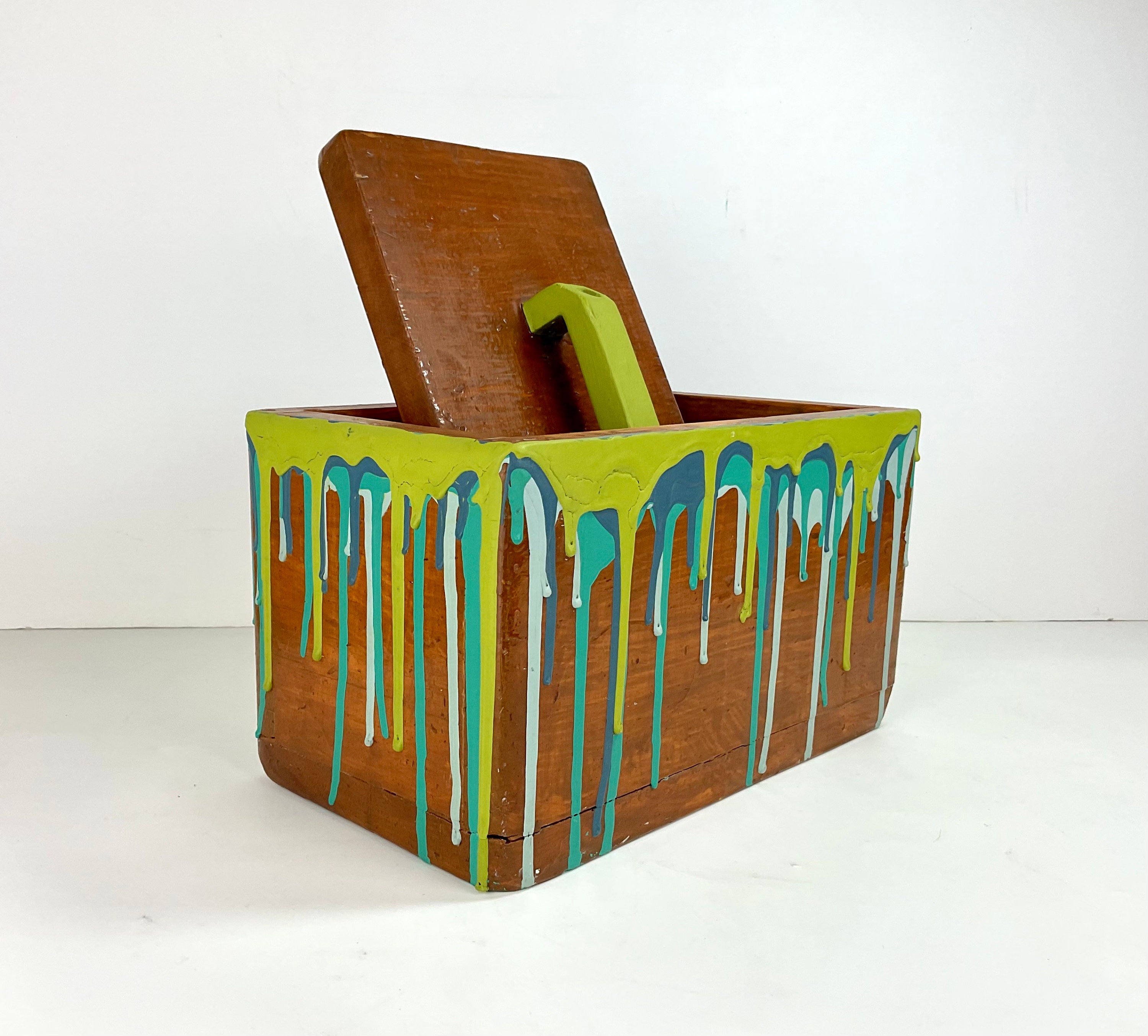 Drippy Paint Box, Colorful Keepsake Box, Rustic Wood Trinket Container ...