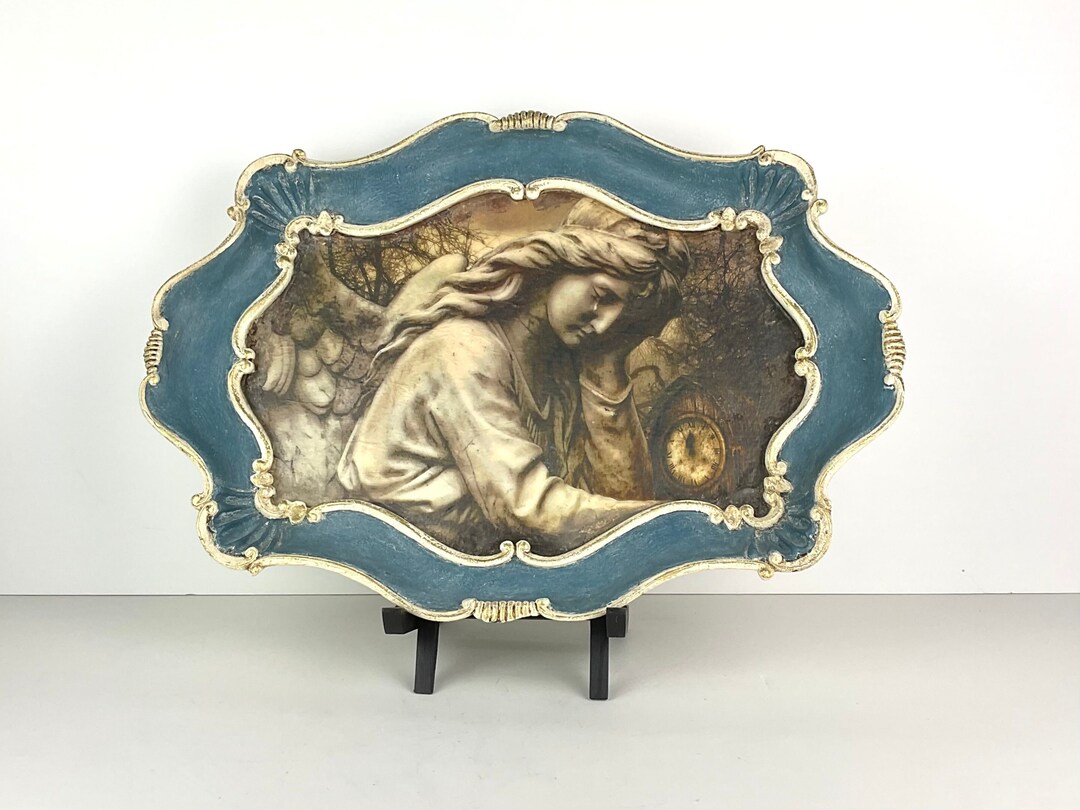 Hand Painted Crying Angel Tray: Upcycled Vintage Shabby Chic Decor - Etsy