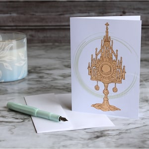 Eucharistic Monstrance Greeting Card, Bookmark, and Holy Card (A6 Cards ...