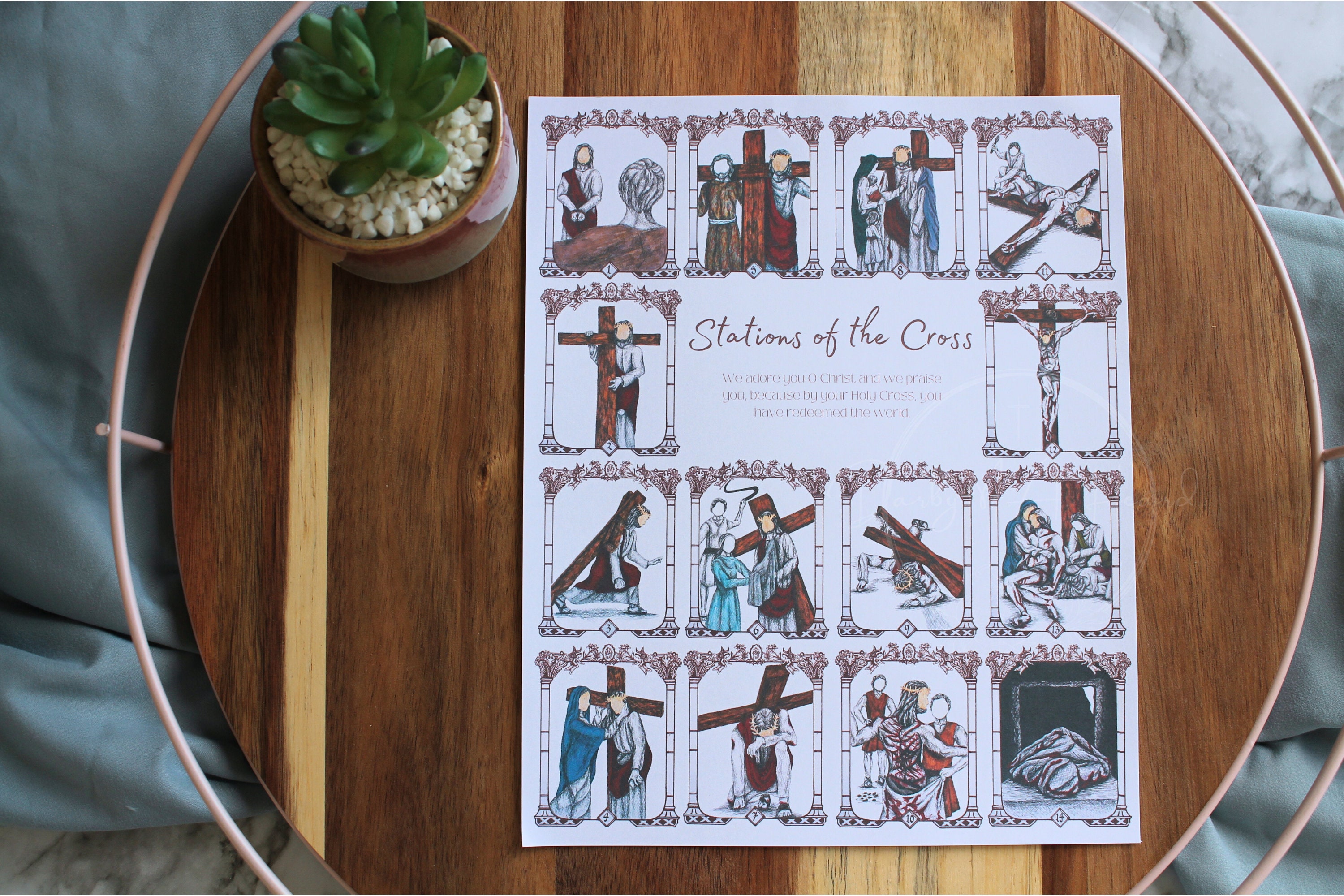 Stations of the Cross Holy Card, and Art Print (holy Card and 8x10 Inch ...