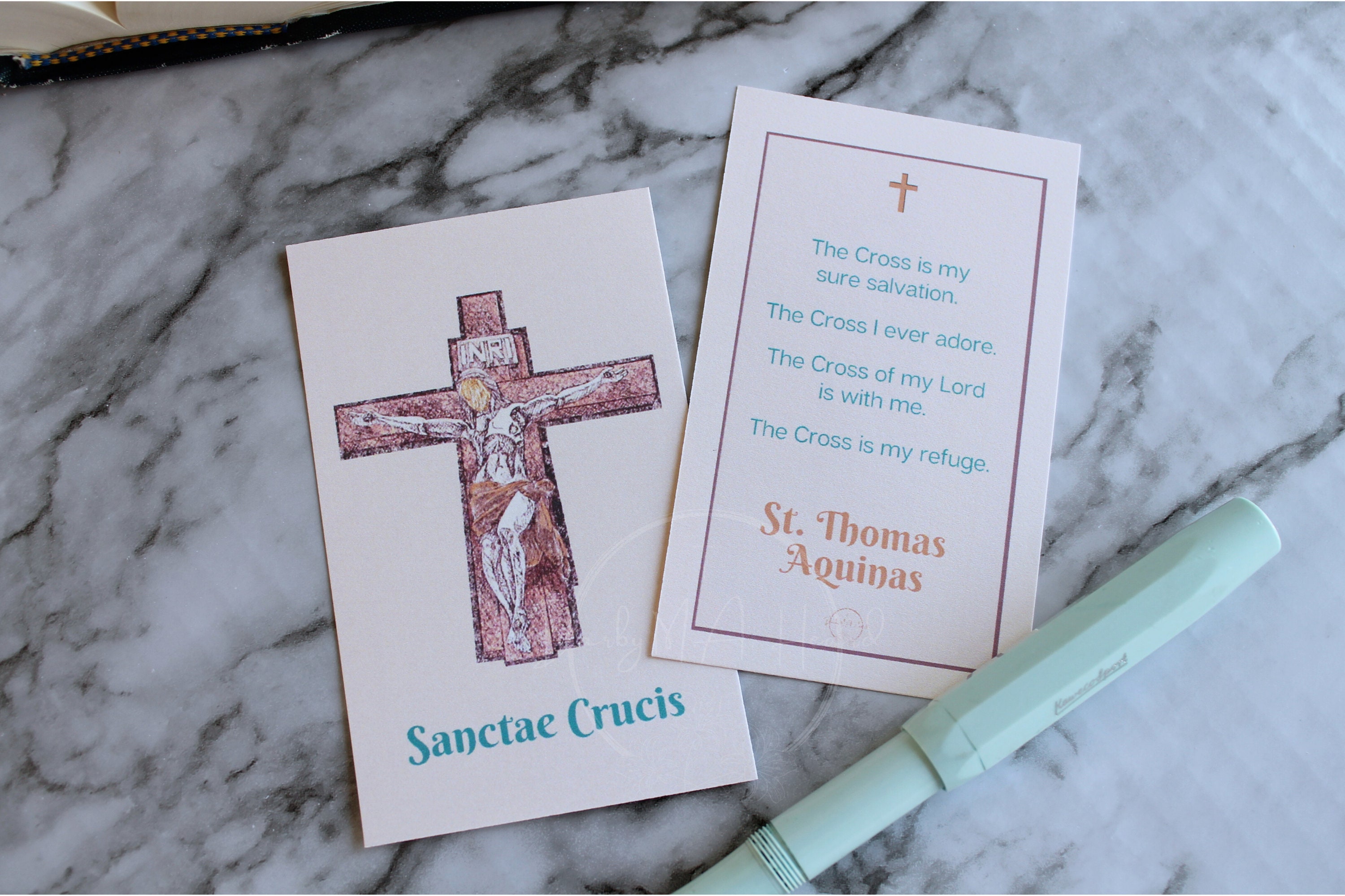 Sanctae Crucis Holy Card and St. Faustina Holy Card crucifixion ...