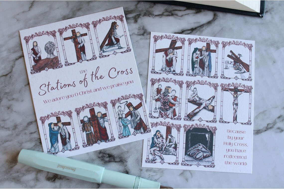 Stations of the Cross Holy Card, and Art Print holy Card and 8x10 Inch ...
