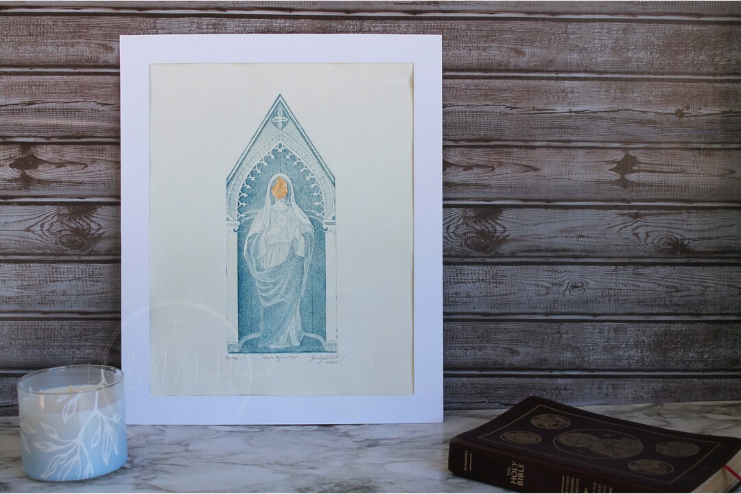 Ecce Agnus Dei (handmade Catholic Etching Artwork of Our Lady of the ...