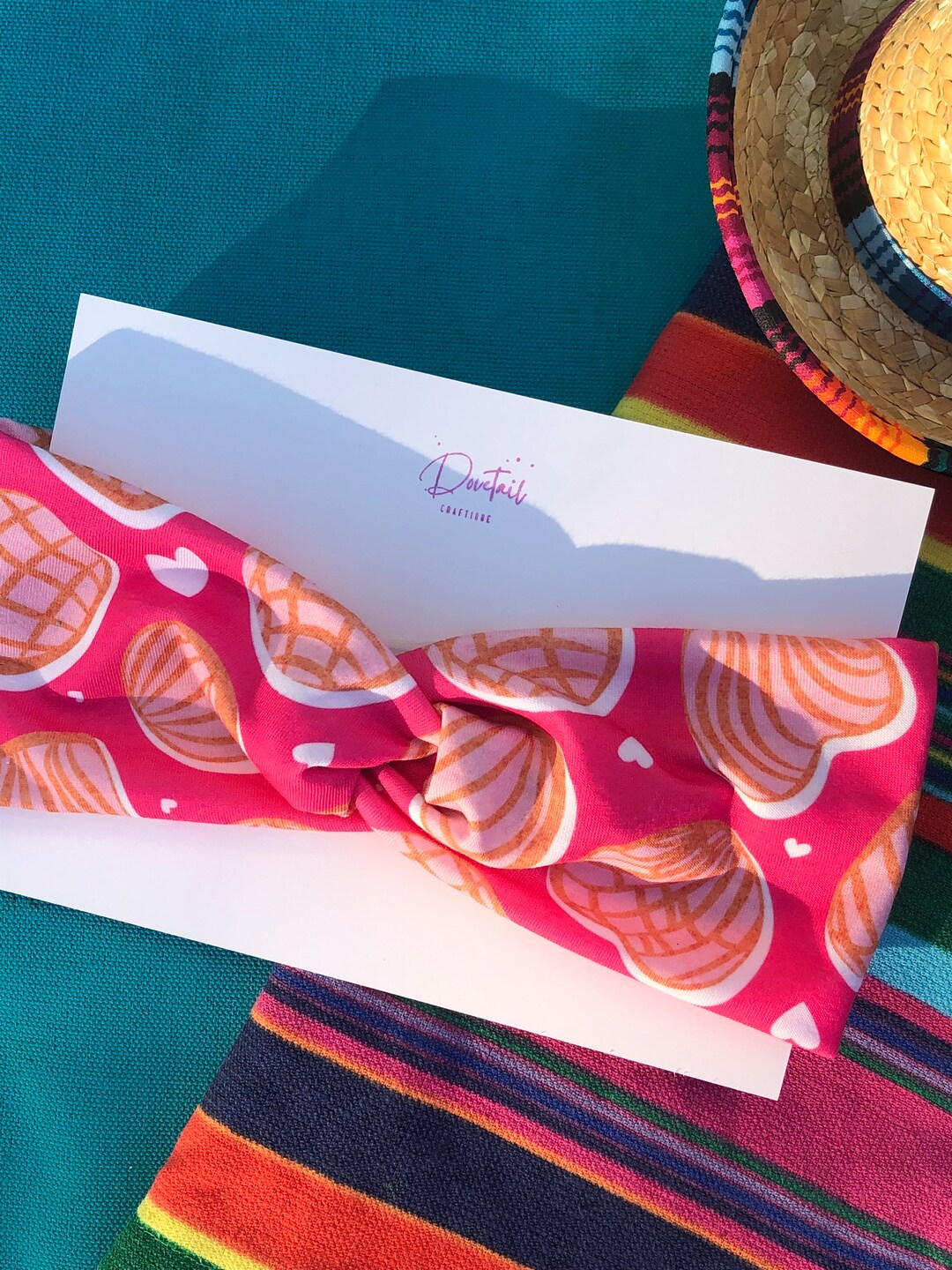 Concha Hearts Headband, Pan Dulce Stretchy Knotted Turban, Latino ...
