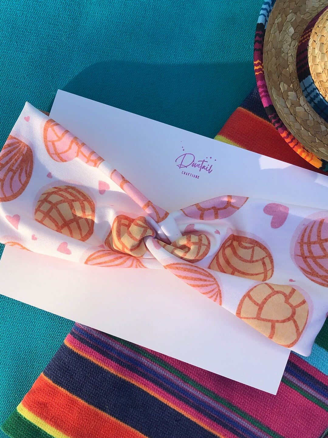 Concha Hearts Headband, Pan Dulce Stretchy Knotted Turban, Latino ...