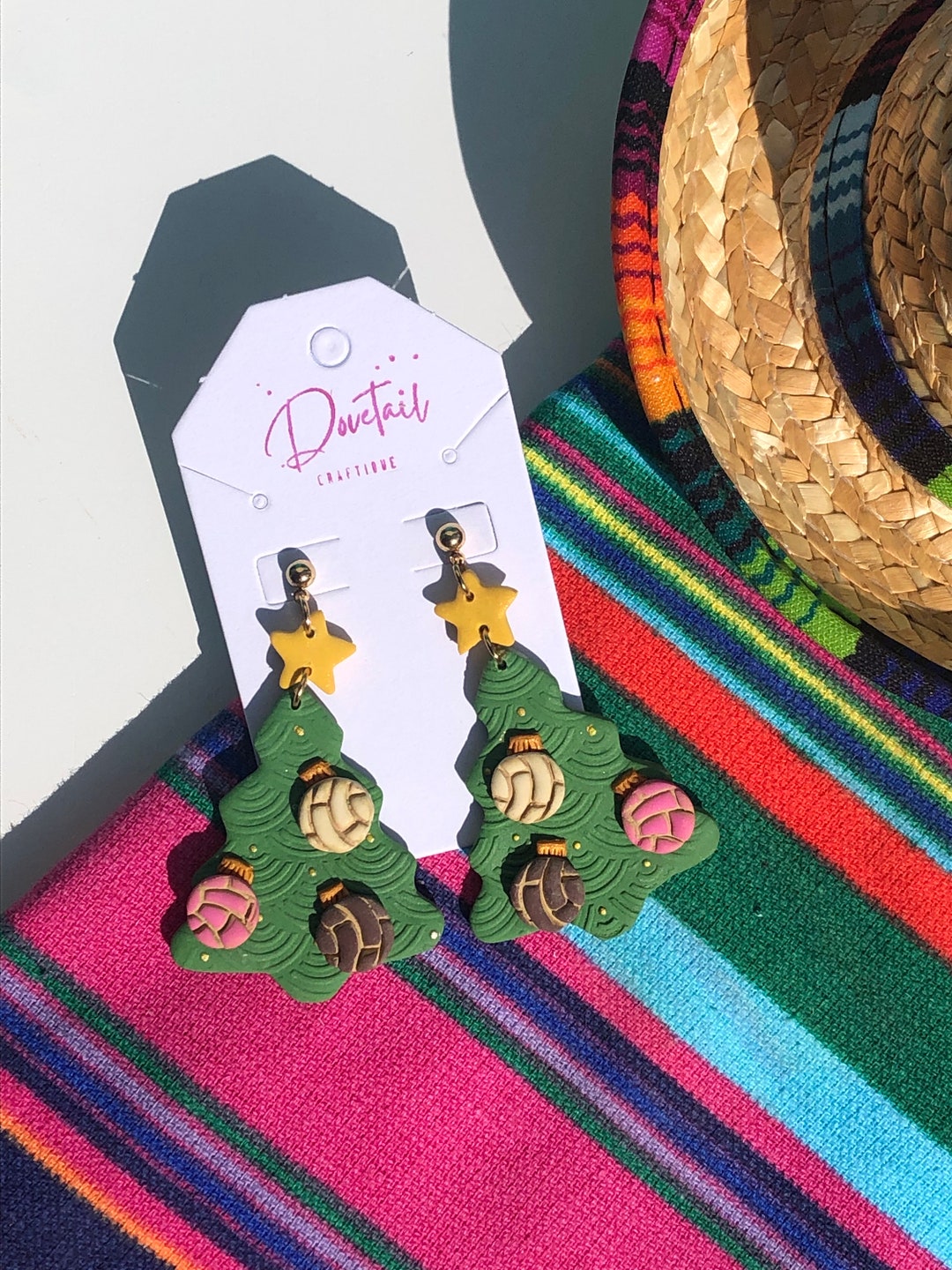 Concha Christmas Earrings, Concha Clay Dangles, Mexican Sweet Bread ...