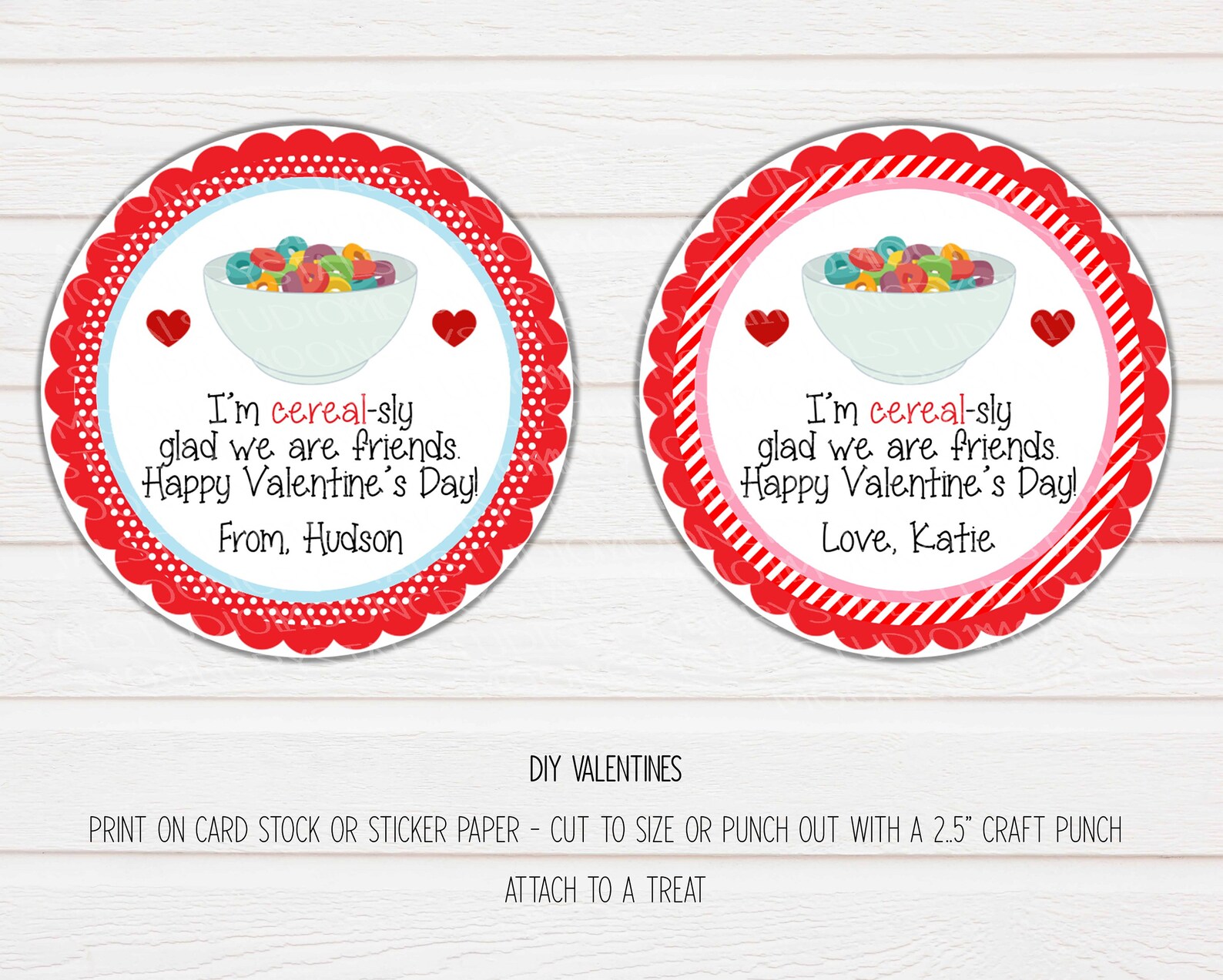 Cereal Valentine Favor Tags, Printable Preschool Valentine Stickers ...