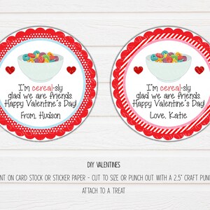 Cereal Valentine Favor Tags, Printable Preschool Valentine Stickers ...