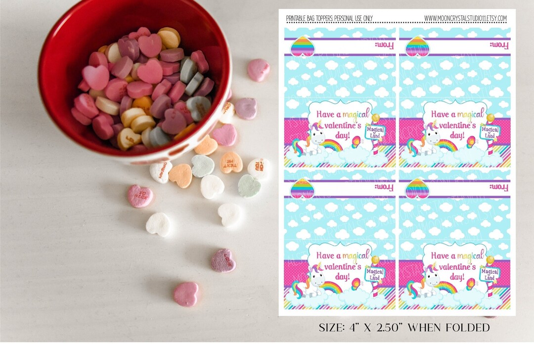 Printable Valentine Treat Bag Toppers, Valentine's Day Candy Bag Tag ...