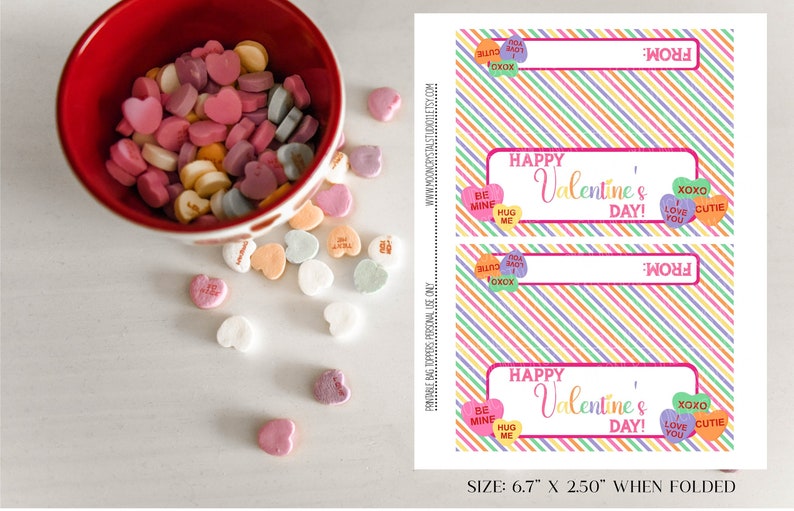 Conversation Heart Valentine's Day Printable Bag Toppers, Printable ...