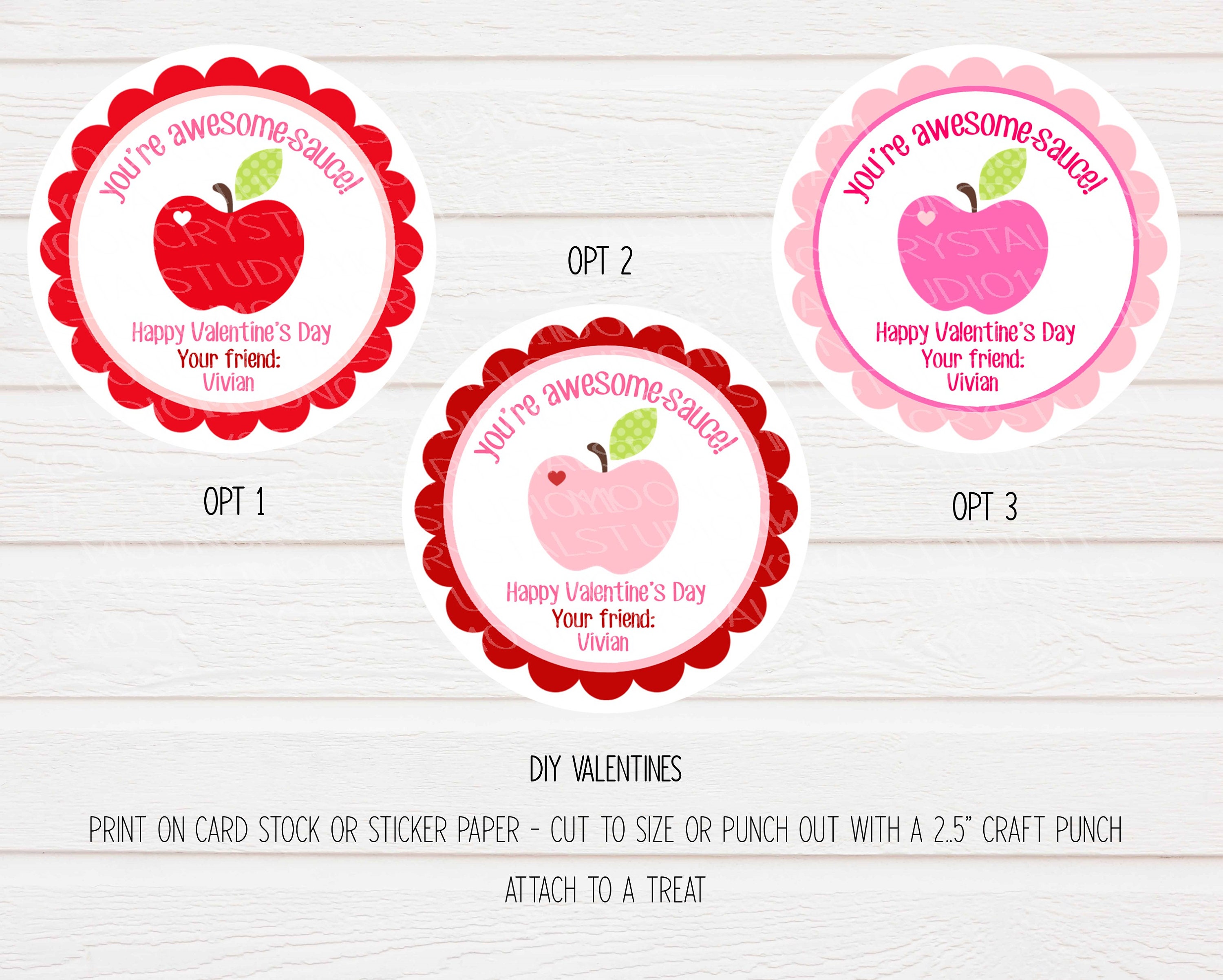 Preschool Printable Valentine Stickers, Apple Sauce Valentines ...
