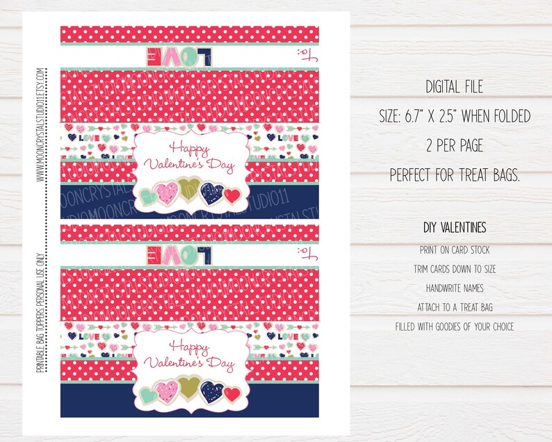 Valentine's Day Printable Bag Toppers, Printable Valentine Treat Labels ...