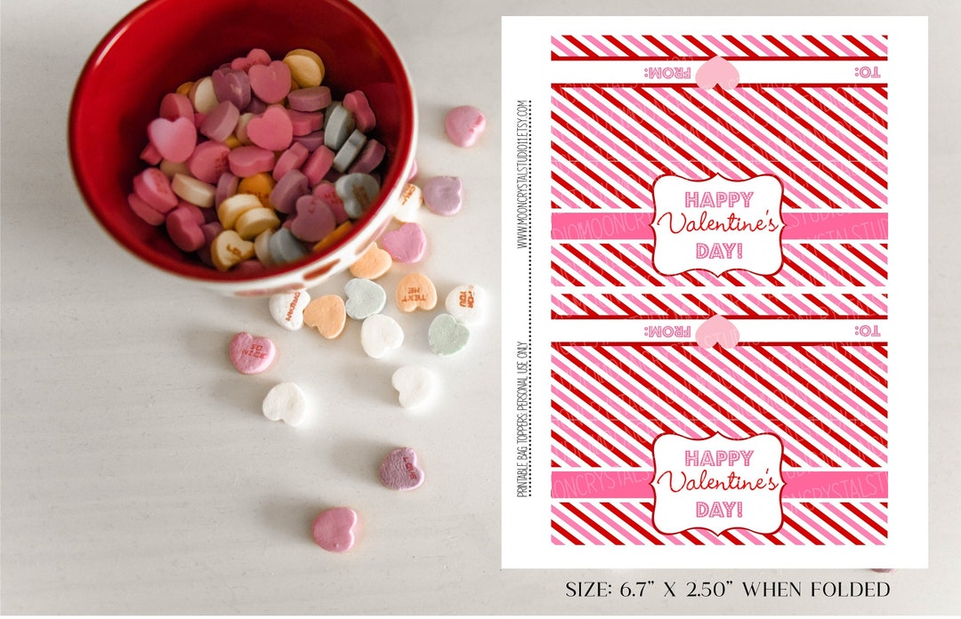 Valentine's Day Printable Candy Bag Labels, Valentine Treat Labels ...