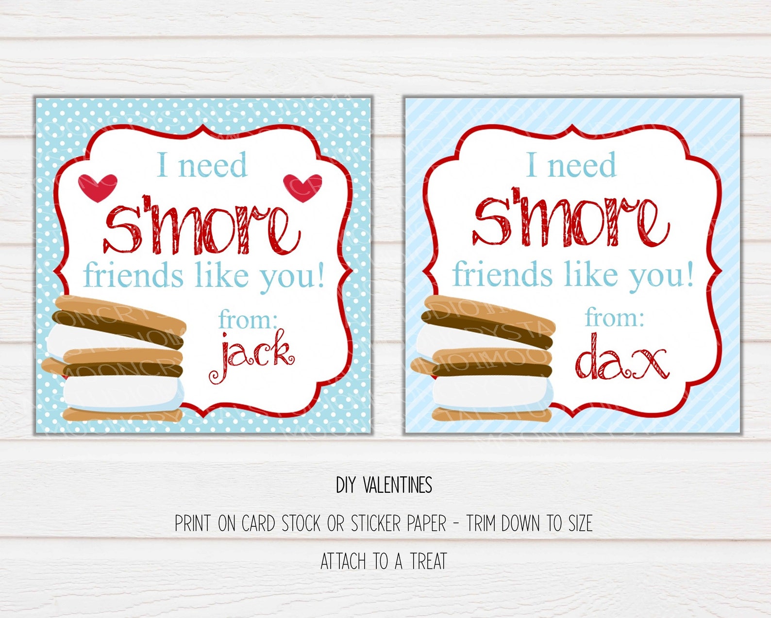 Smores Valentine Favor Tags, Printable Valentine Stickers, Need Smore ...