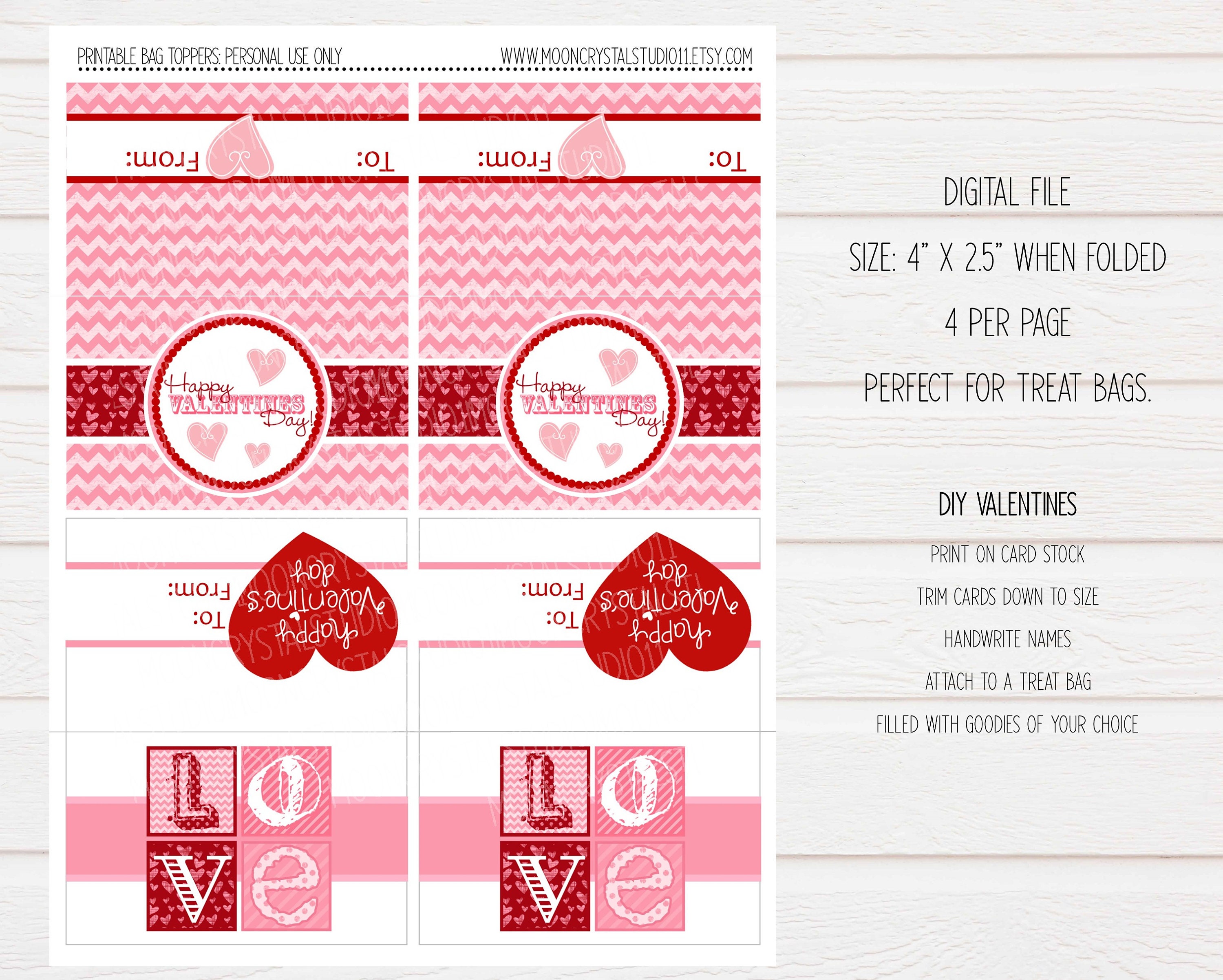 Printable Valentine Treat Bag Toppers, Valentine Labels, Valentine ...