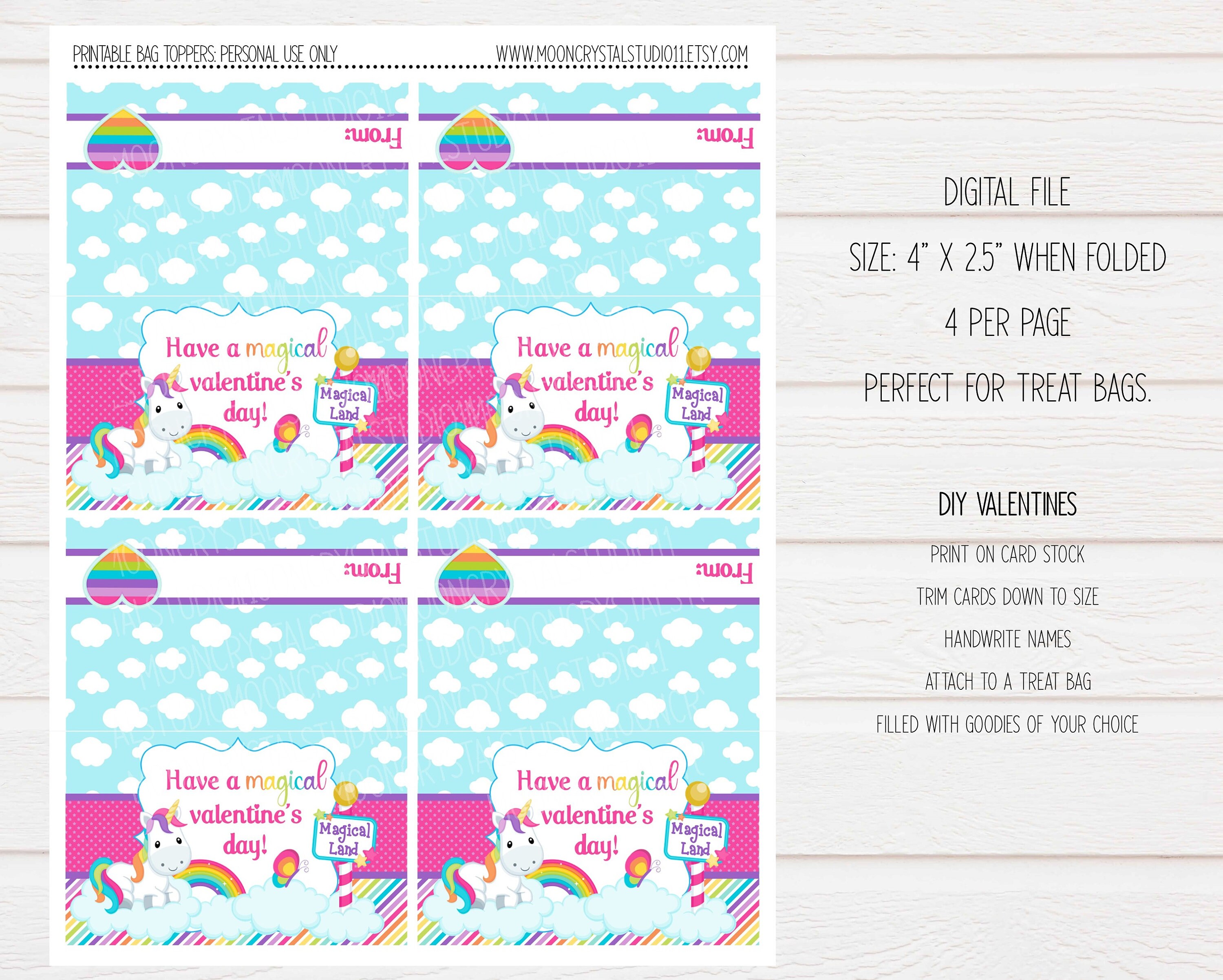 Printable Valentine Treat Bag Toppers, Valentine's Day Candy Bag Tag ...