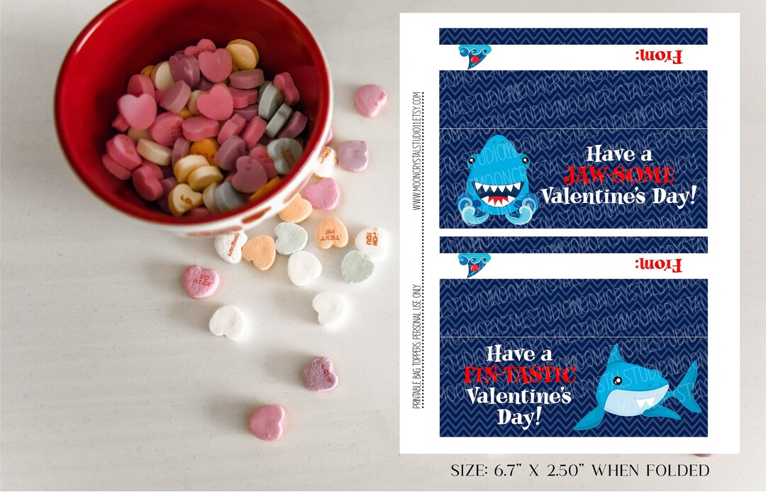 Shark Valentine Bag Toppers, Printable Valentine Cards, Jawsome ...
