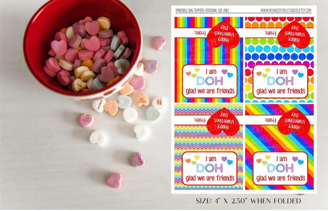Printable Valentine's Day Bag Toppers, Play Dough Valentine Bag Topper ...