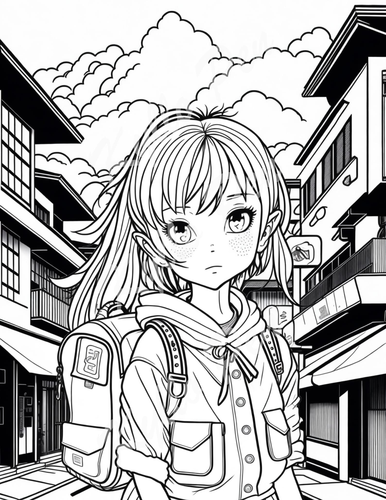 SG6 Anime Style Coloring Digital Page for Adults and Kids of - Etsy