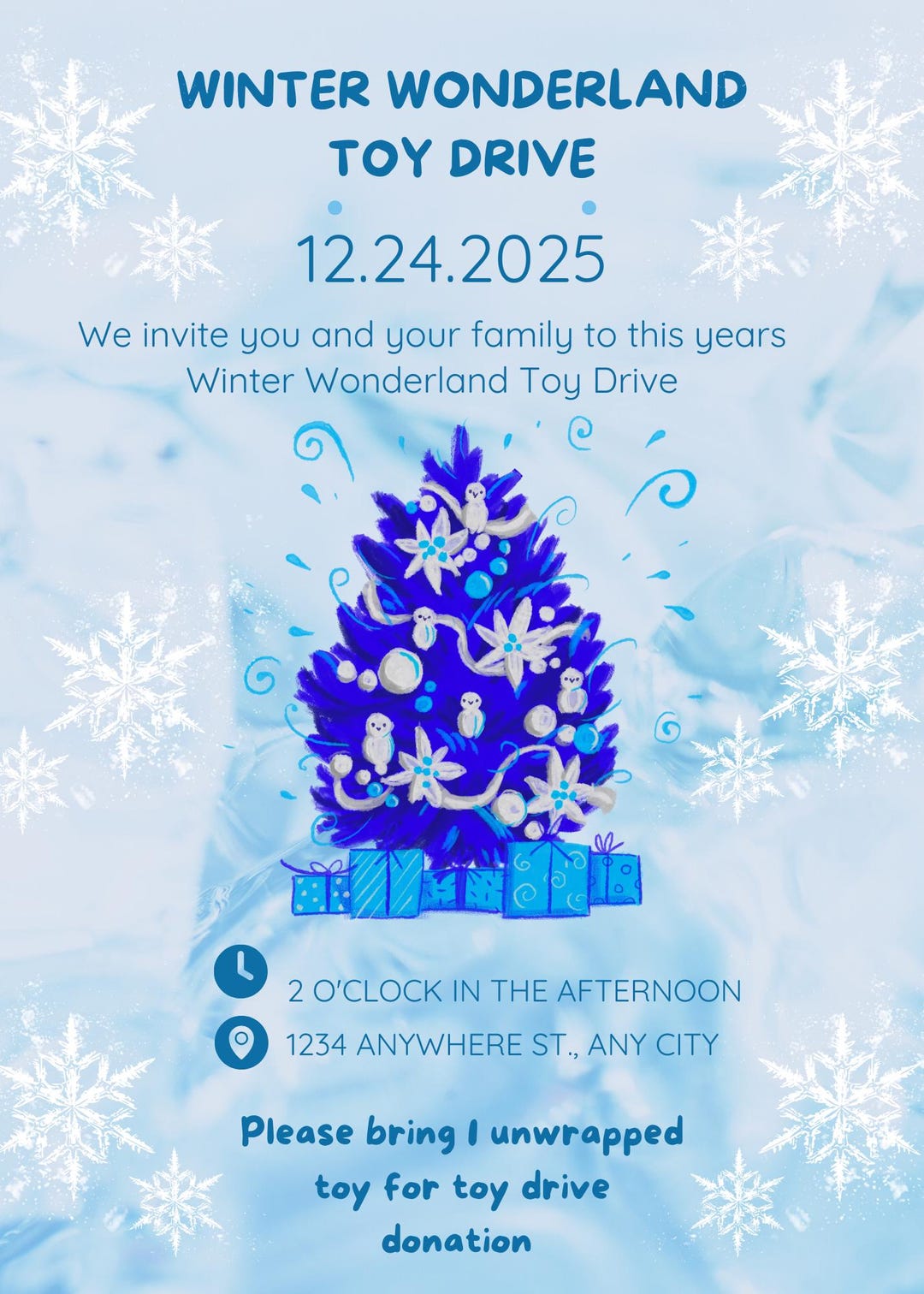 Winter Wonderland Toy Drive Invitation | Digital Holiday Invite ...