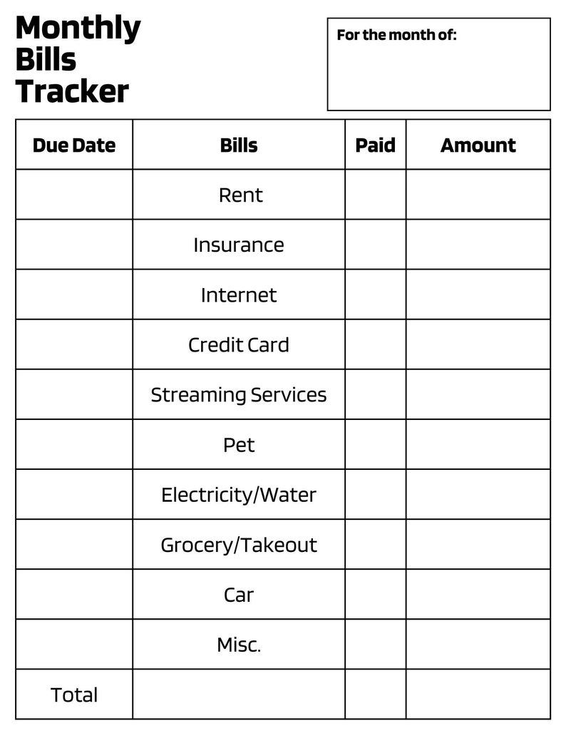 Monthly Bills Tracker Digital Download - Etsy