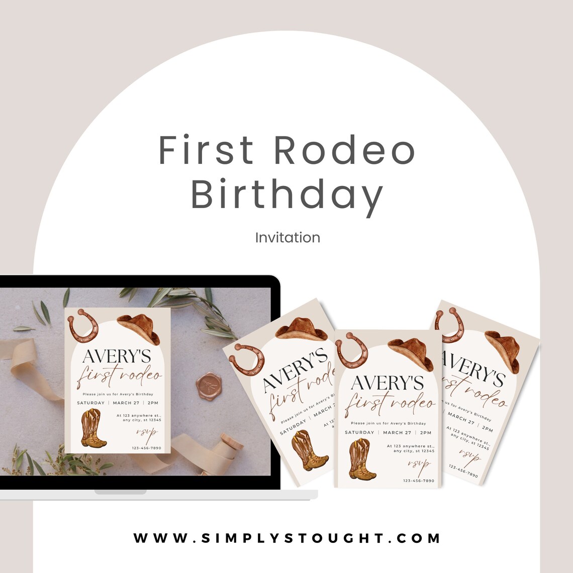 First Rodeo Birthday | 5x7 Invitation | Digital Invitation | Editable ...