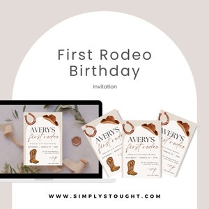 First Rodeo Birthday | 5x7 Invitation | Digital Invitation | Editable ...