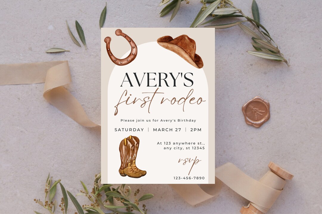 First Rodeo Birthday | 5x7 Invitation | Digital Invitation | Editable ...
