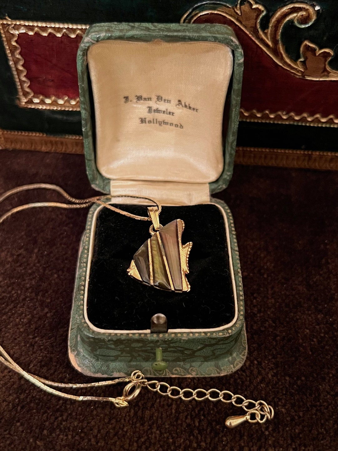 Japan Abalone Shell Necklace Pendant Gold Tone Fish Shape - Etsy