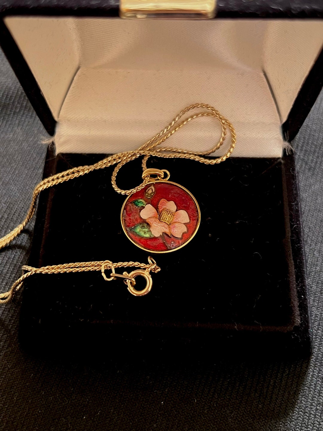 JAPAN AMITA Vibrant Enamel Cloisonne Flower Vintage Necklace Pendant - Etsy