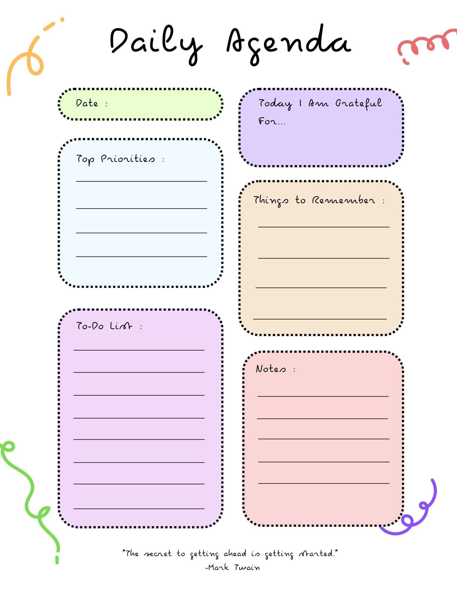Colorful Daily Planner Printable 2023 for Adults and Teens, Day Planner ...