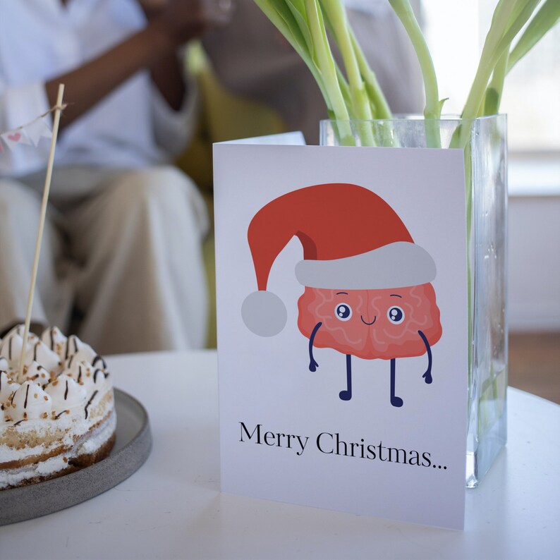 Brain Christmas Card, Printable Christmas Card, Medical Christmas Card ...