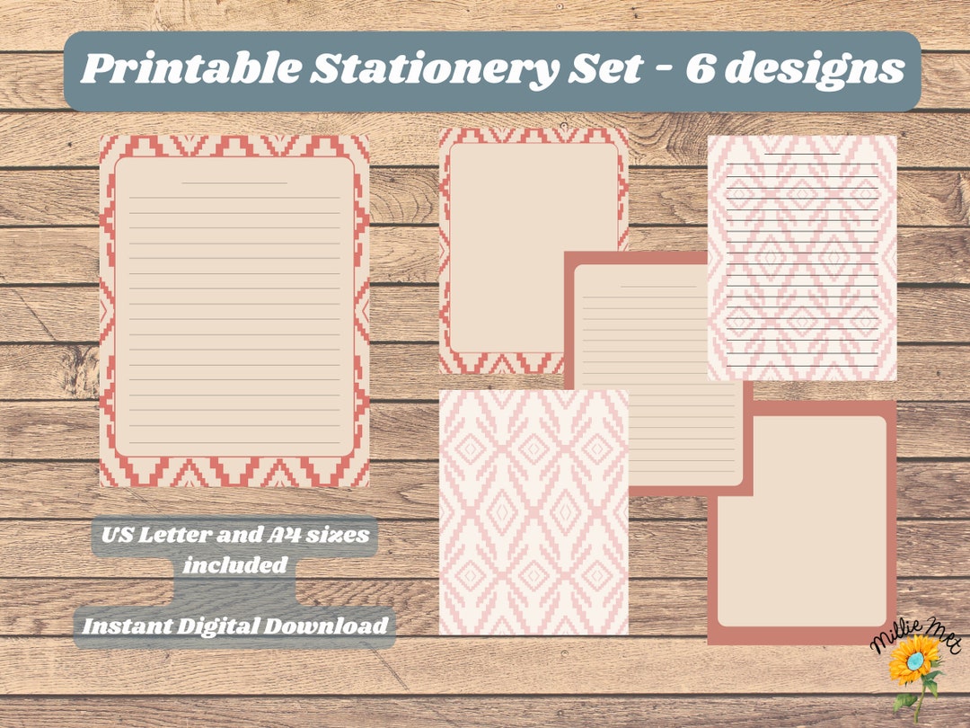 Aztec Inspired Printable Stationery, Letter Writing Paper, Unlined ...