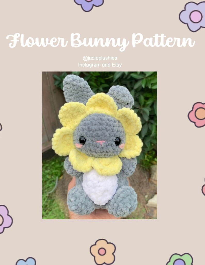 Crochet Flower Bunny Plushie PATTERN PDF - Etsy