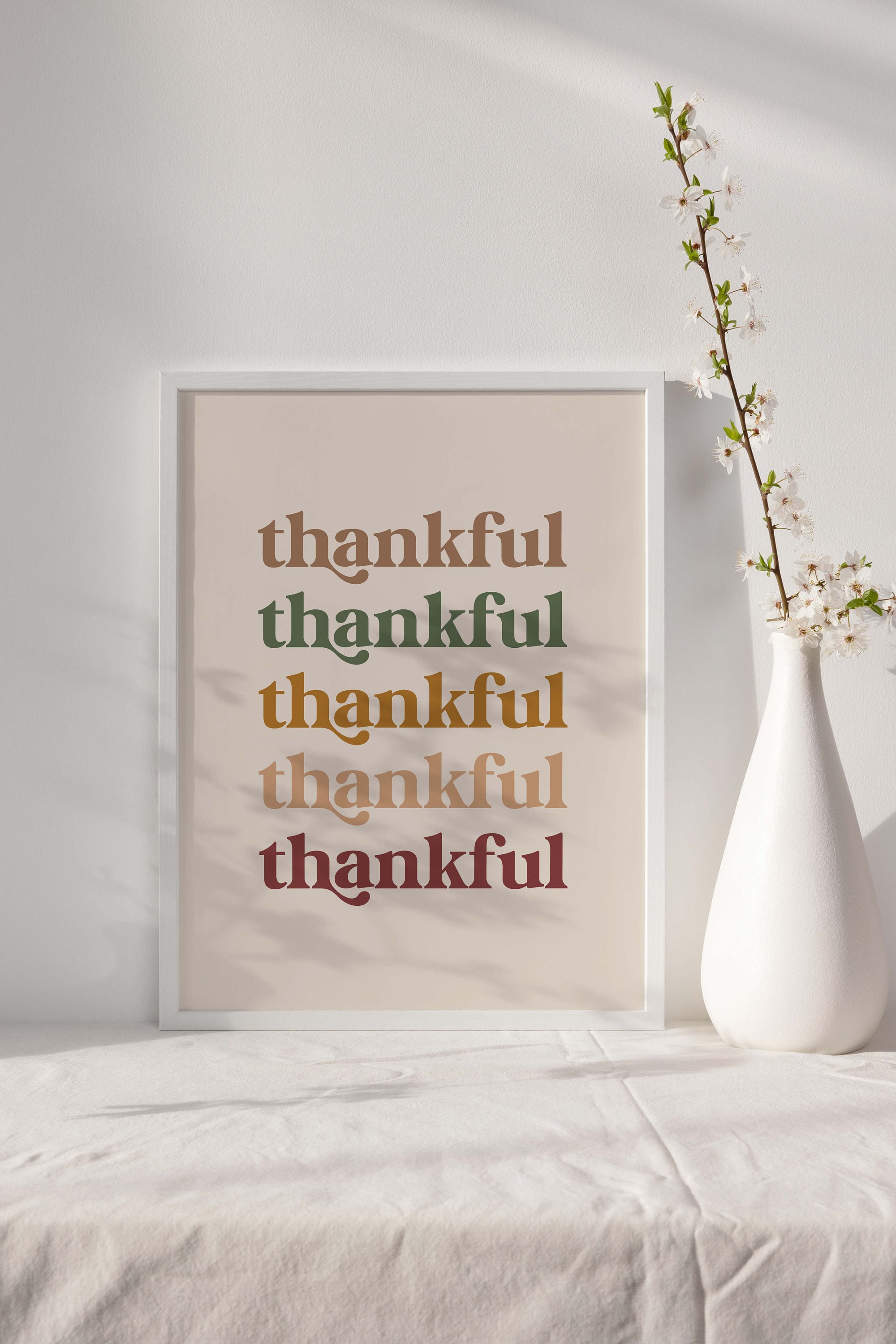 Thankful Wall Art Print Thanksgiving Printable, Fall Wall Art Print ...