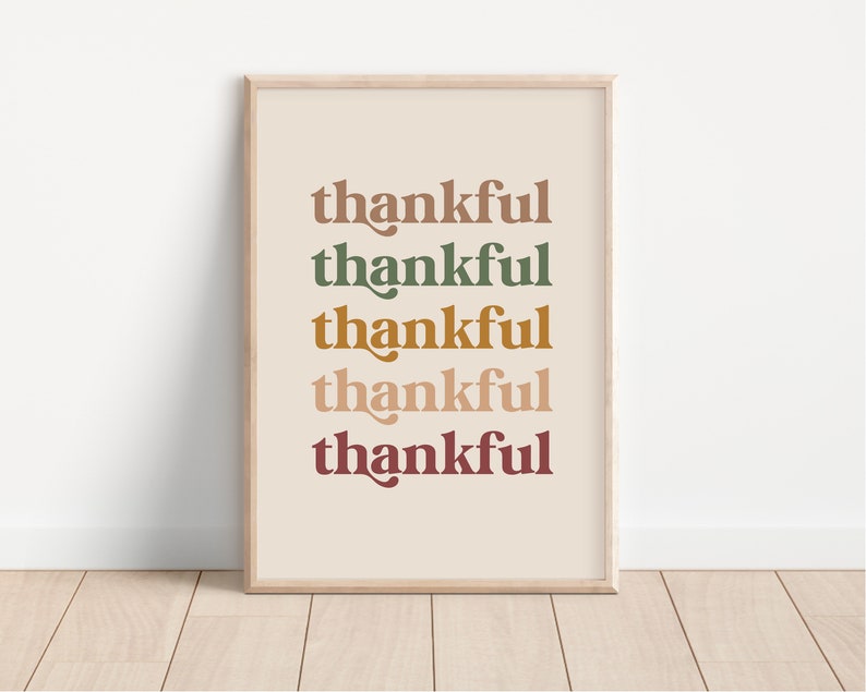 Thankful Wall Art Print Thanksgiving Printable, Fall Wall Art Print ...