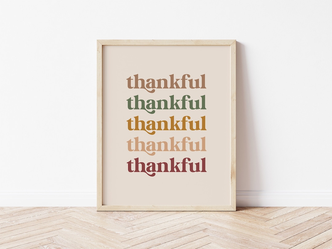 Thankful Wall Art Print Thanksgiving Printable, Fall Wall Art Print ...