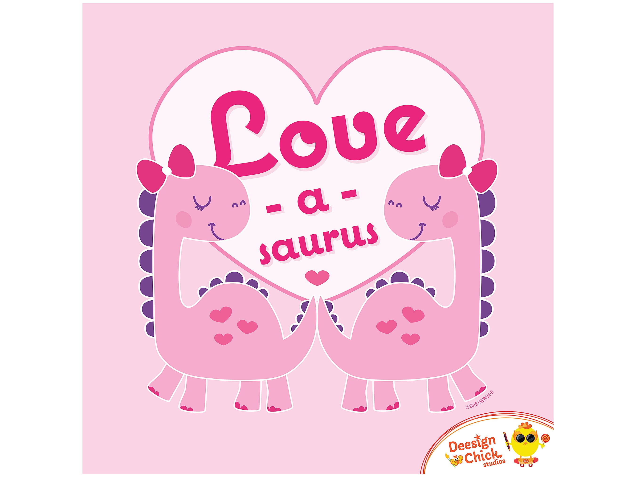 Love-a-saurus Pink Dinosaur Art Instant Download Digital Print - Etsy