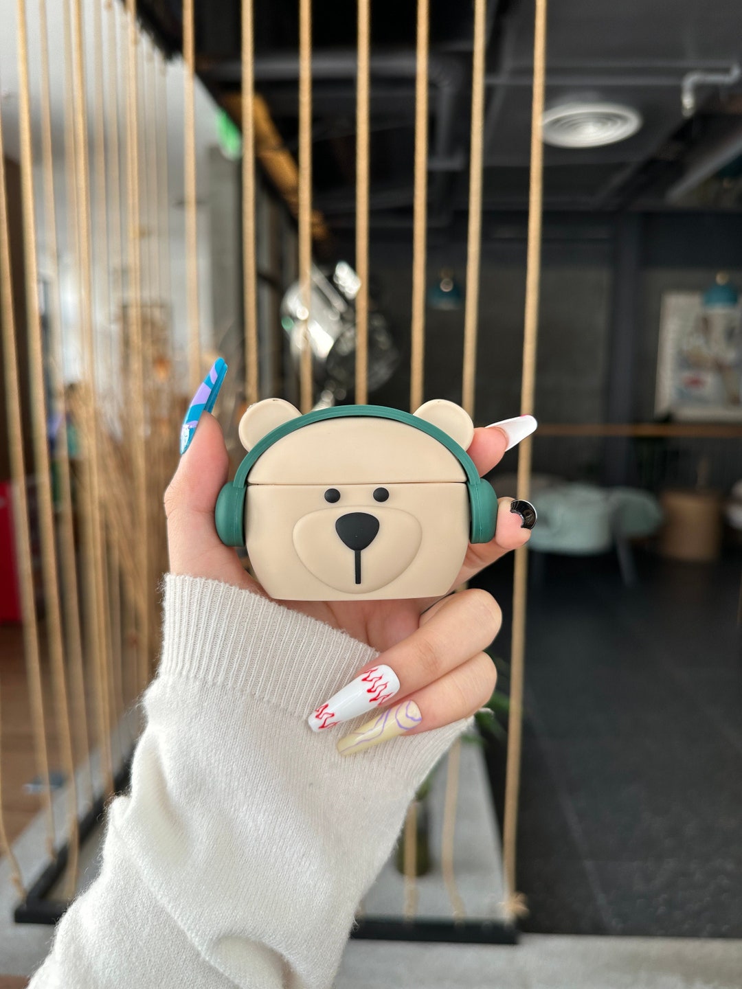 Kawaii Headphones Bear AirPod Cases for AirPod Pro, Airpods 1/2, AirPod ...