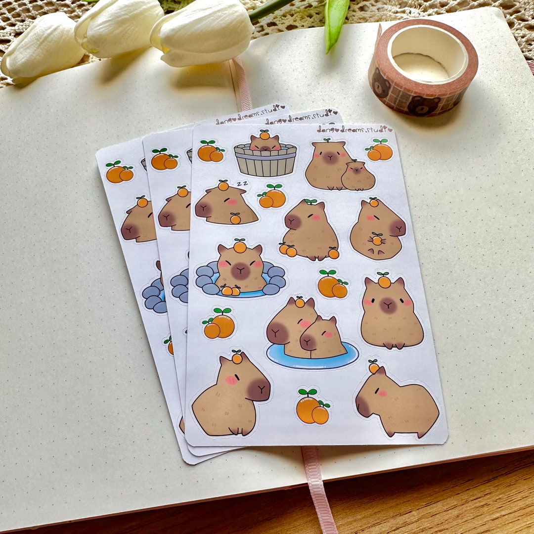 Capybara Sticker Sheet Capybara Stickers Animal Stickers - Etsy