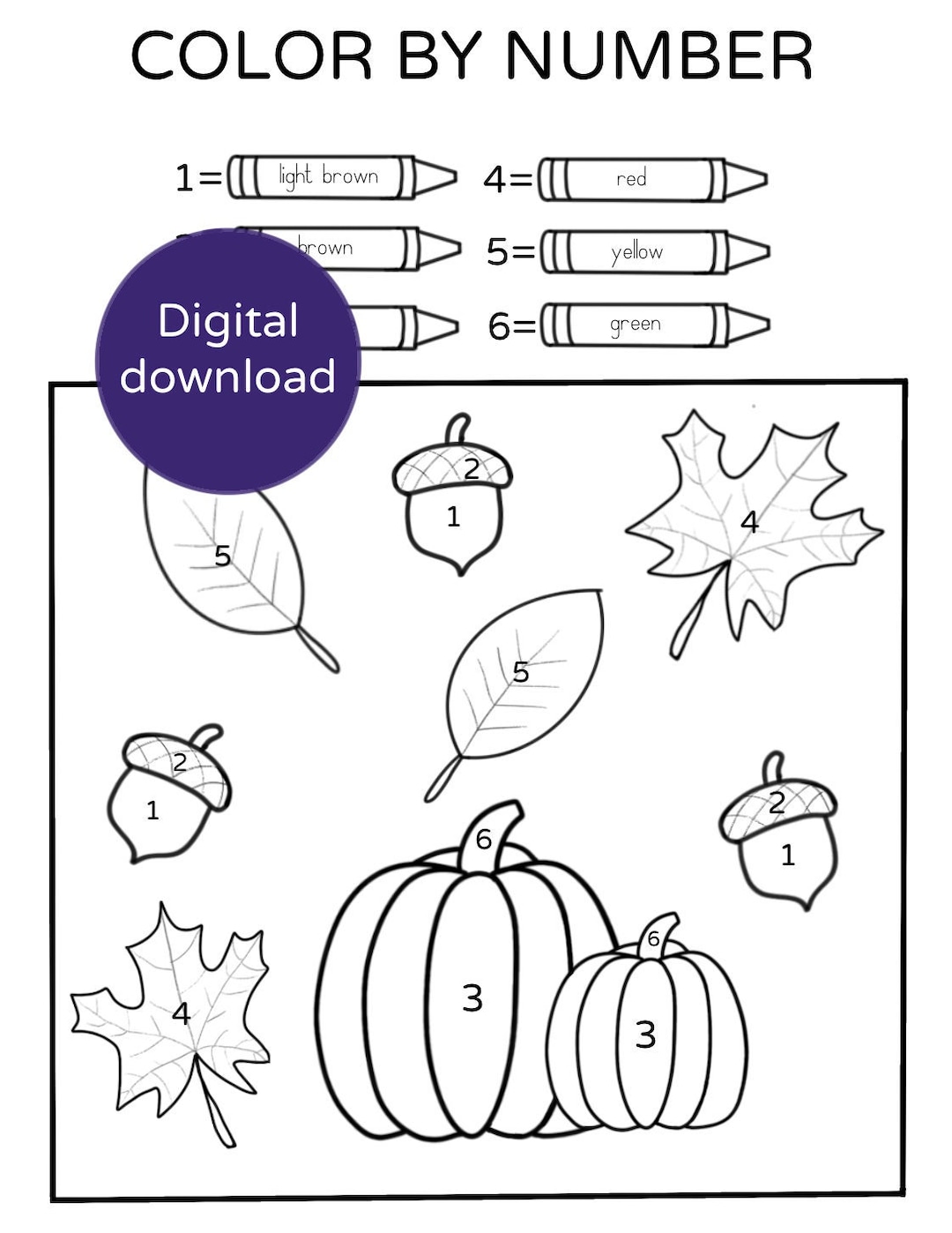 Printable Fall Themed Color by Number - Etsy UK