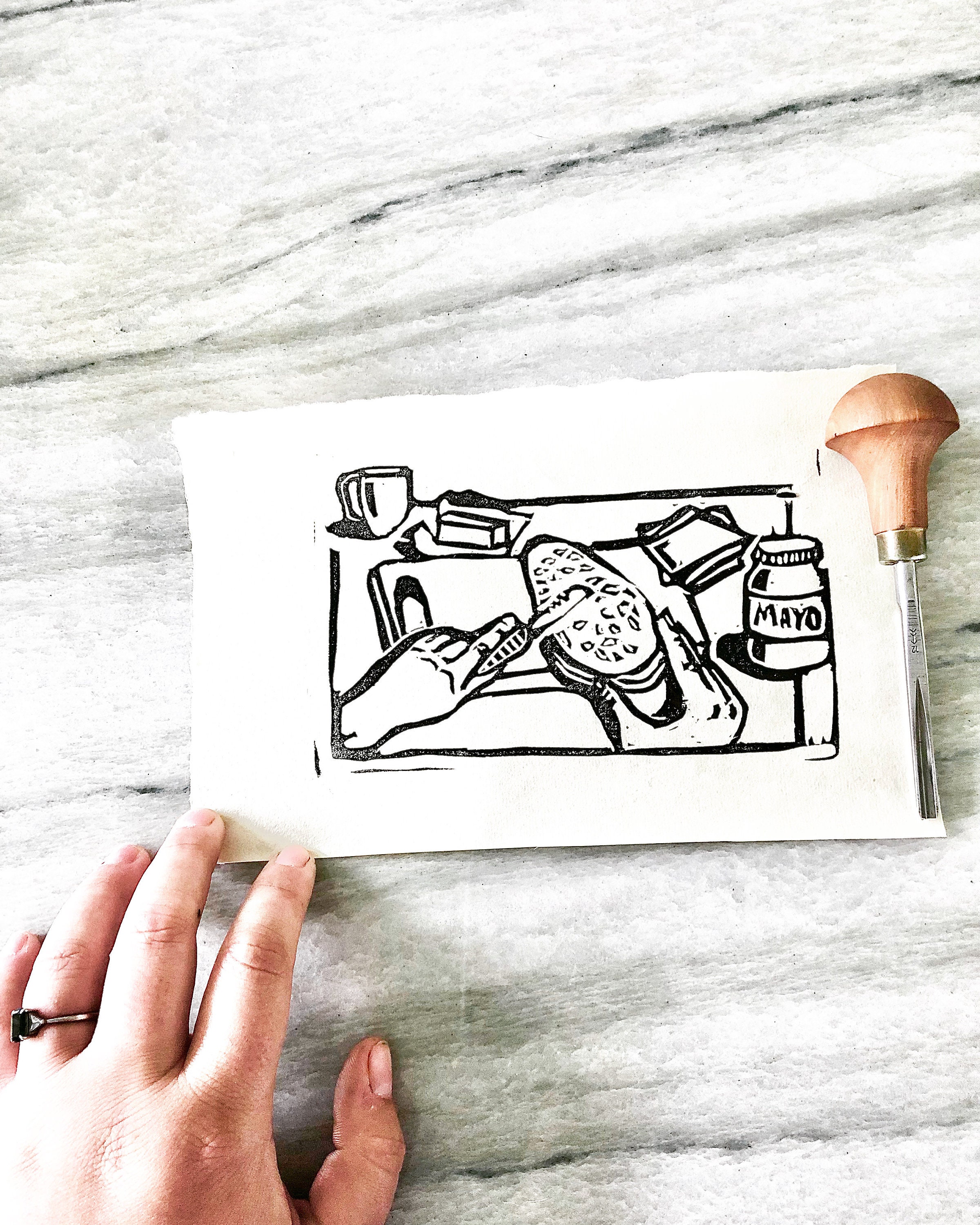 Comfort Food Linocut Print - Etsy