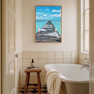 Wooden Pier Sea Print Beach Artwork Wood Jetty Home Decor Printable ...