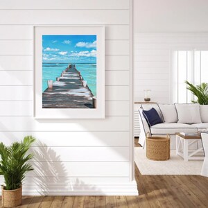Wooden Pier Sea Print Beach Artwork Wood Jetty Home Decor Printable ...