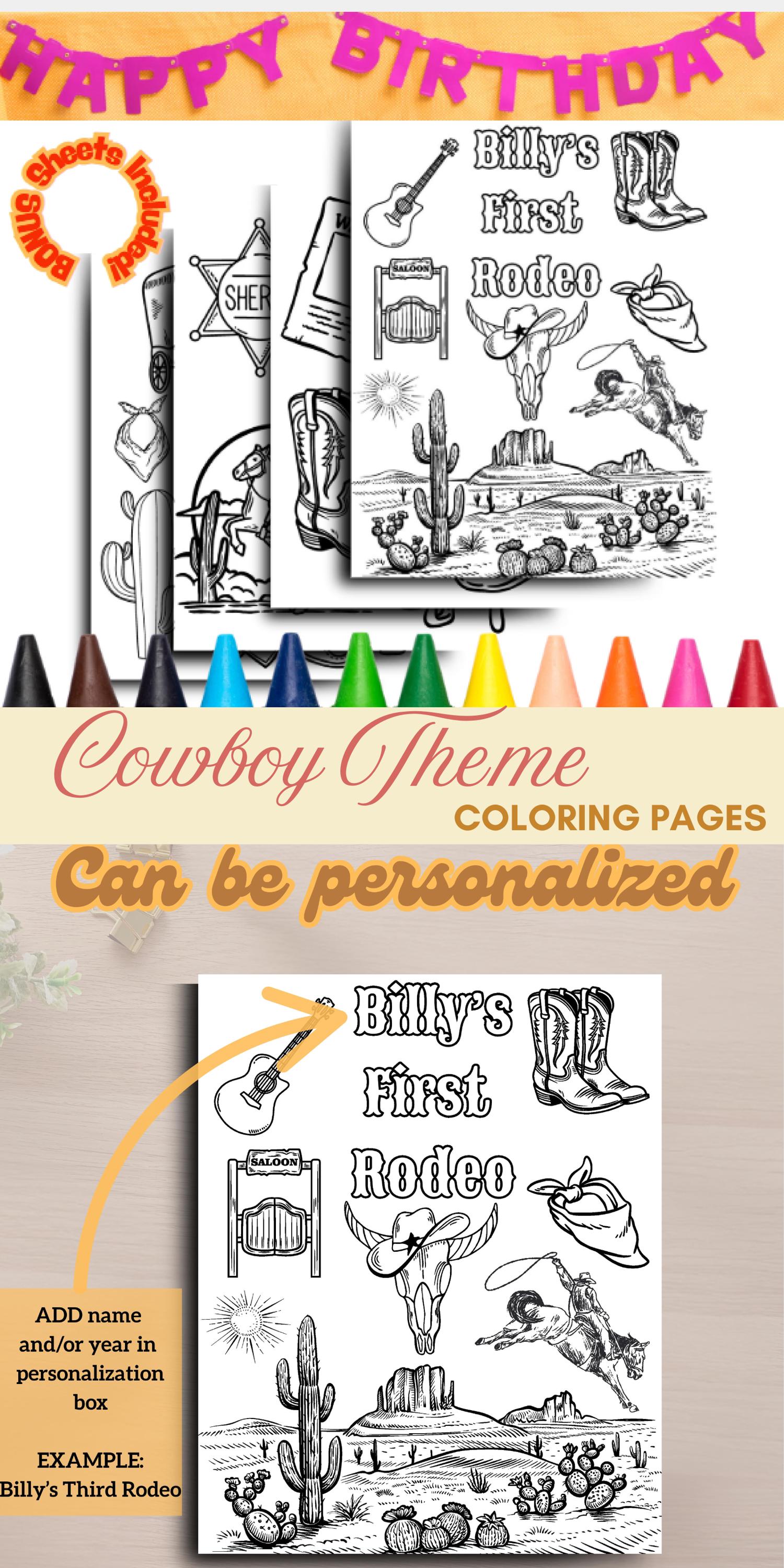 Cowboy Coloring Sheet Rodeo Birthday Coloring Page Printable Western ...