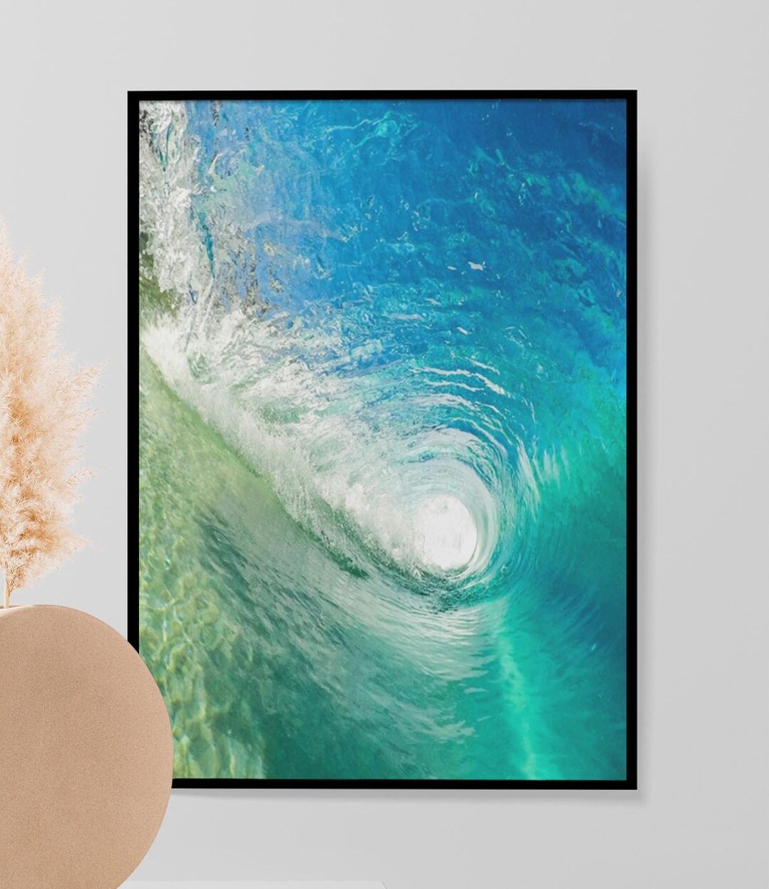 Wave Print Beach Wall Art Turquoise Wave Coastal Decor Ocean Wave ...